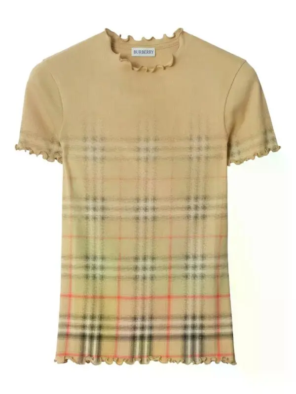 Burberry Check Knit T-shirt - Neutrals