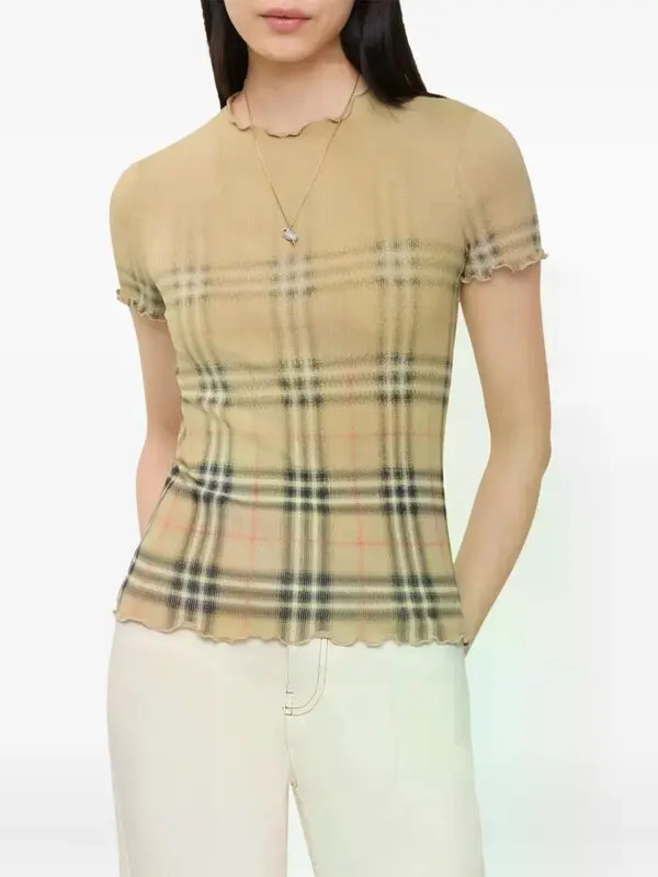 Burberry Check Knit T-shirt - Neutrals