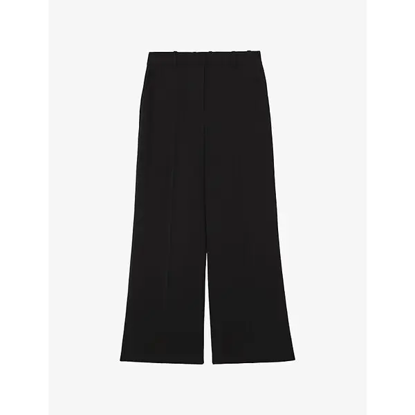 REISS Wide-leg Stretch-woven Trousers - Black