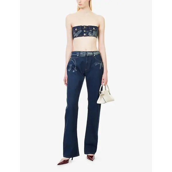 JEAN PAUL GAULTIER Trompe-l'oeil Cropped Denim Top