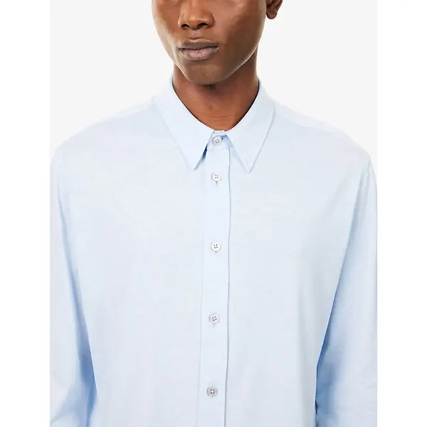 TOM FORD Classic Box-pleat Silk-and-cotton Shirt - Sky