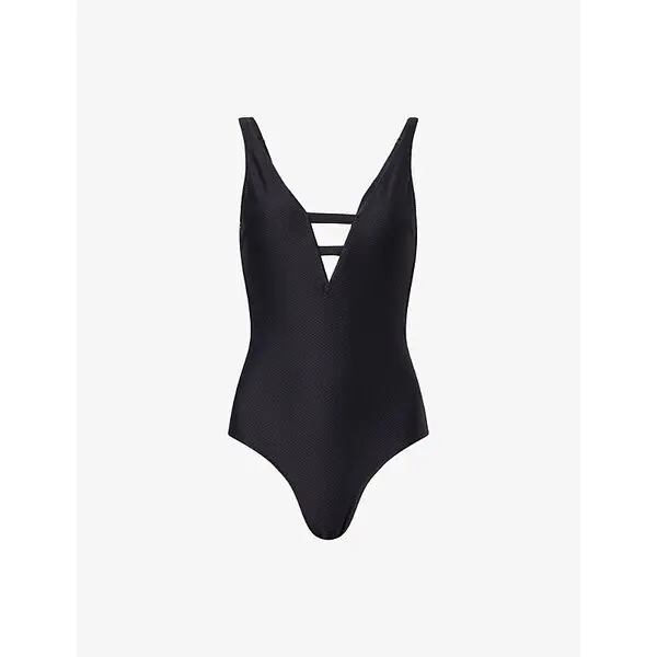 Heidi Klein Textured V-neck Swimsuit - Dark Black