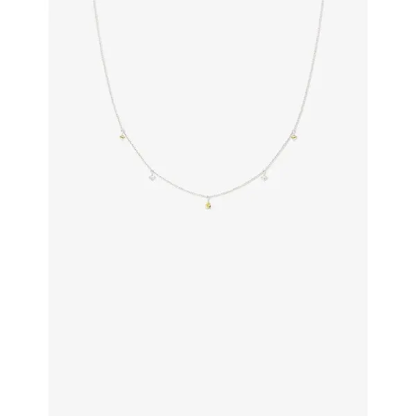 ASTRID & MIYU 14ct White-gold, Lab-grown Diamond And Yellow Sapphire Necklace - 14ct Solid Wg