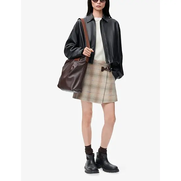 Loewe Checked Wool-cashmere Blend Mini Skirt
