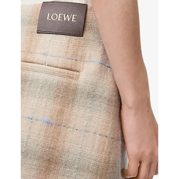 Loewe Checked Wool-cashmere Blend Mini Skirt