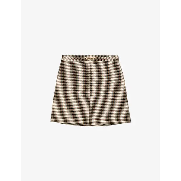 REISS Beatrix Checked Wool-blend Mini Skirt