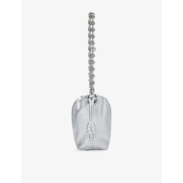 Loewe Flamenco Metallic Mini Leather Clutch - Silver