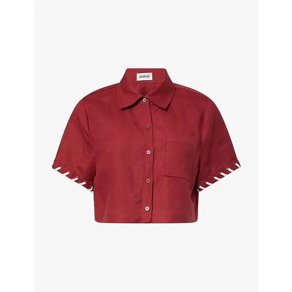 Simkhai Stitch Cropped Linen-blend Shirt
