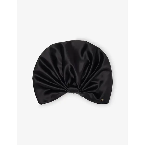 Valentino Garavani Bow Detail Silk Turban - Nero/oro