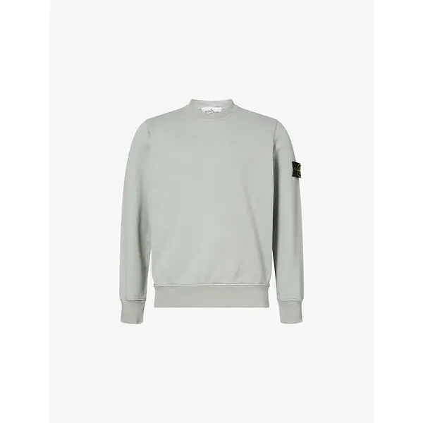 Stone Island Brand-patch Cotton-jersey Sweatshirt - Sage