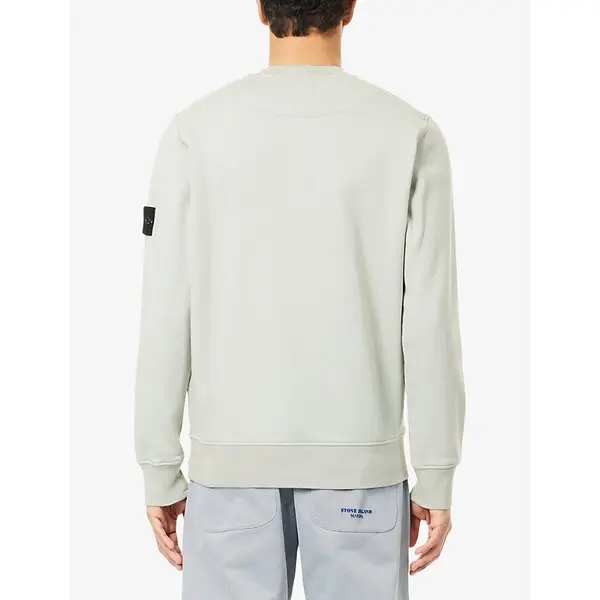 Stone Island Brand-patch Cotton-jersey Sweatshirt - Sage