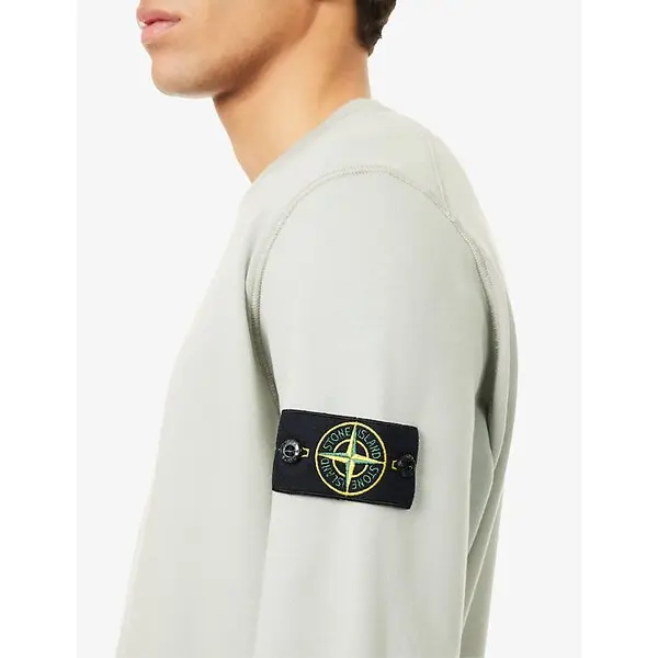 Stone Island Brand-patch Cotton-jersey Sweatshirt - Sage