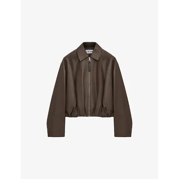 Loewe Draped Pointed-collar Leather Jacket