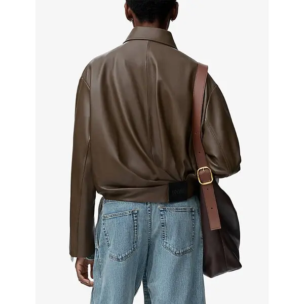 Loewe Draped Pointed-collar Leather Jacket