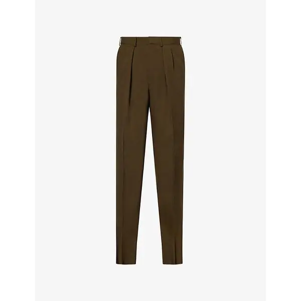 TOM FORD Pleated Wide-leg Wool-blend Trousers
