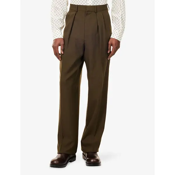 TOM FORD Pleated Wide-leg Wool-blend Trousers