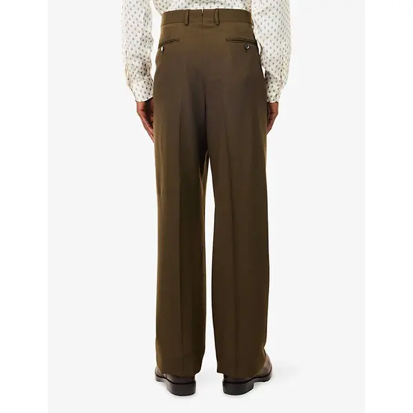 TOM FORD Pleated Wide-leg Wool-blend Trousers