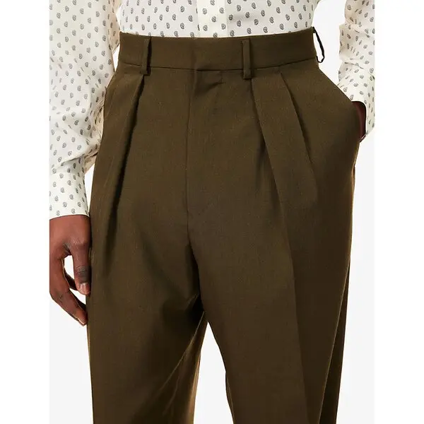 TOM FORD Pleated Wide-leg Wool-blend Trousers
