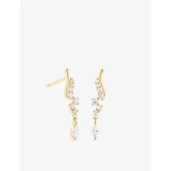 ASTRID & MIYU Wave Cluster Stud Earrings - 14ct Solid Gold