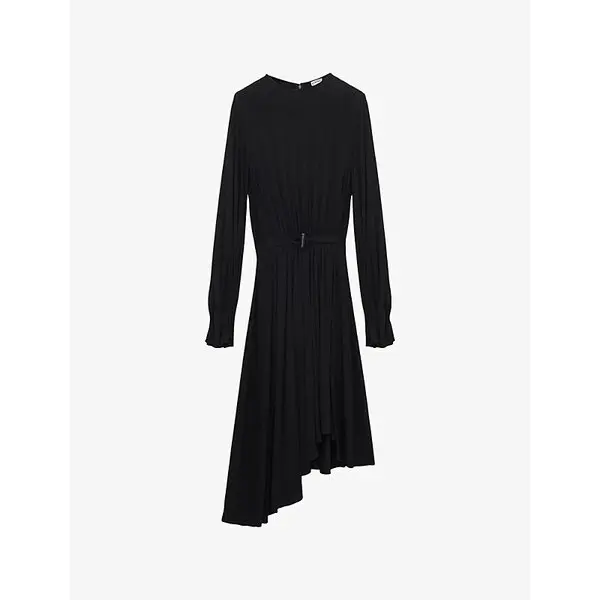 Loewe Draped Asymmetric Woven Midi Dress