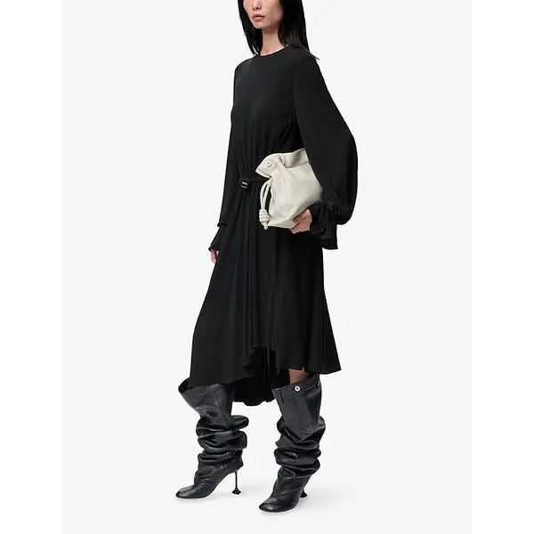 Loewe Draped Asymmetric Woven Midi Dress