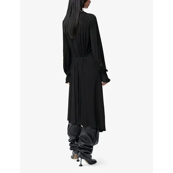 Loewe Draped Asymmetric Woven Midi Dress