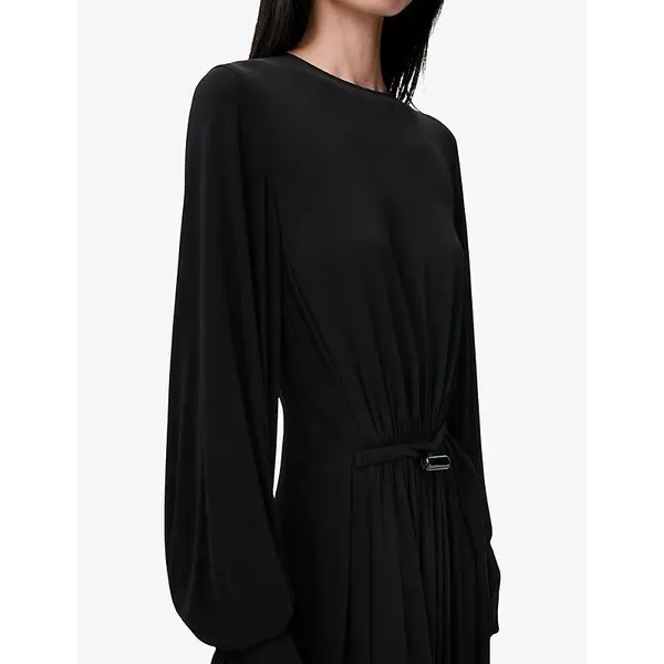 Loewe Draped Asymmetric Woven Midi Dress