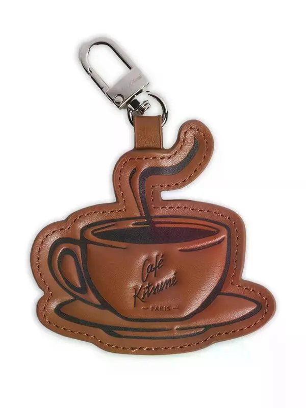 CAFÉ KITSUNÉ Leather Keyring - Brown