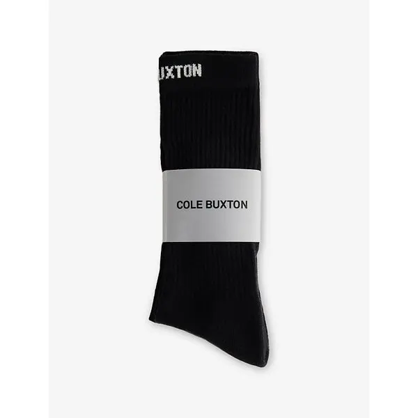 DUKE + DEXTER Brand-print Cotton-blend Socks - Black/white
