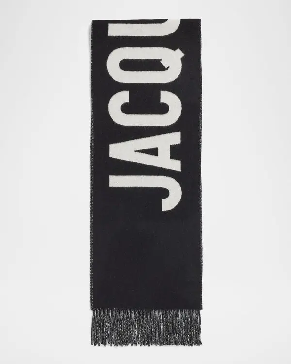 Jacquemus Jacquard Logo Wool Scarf - Black