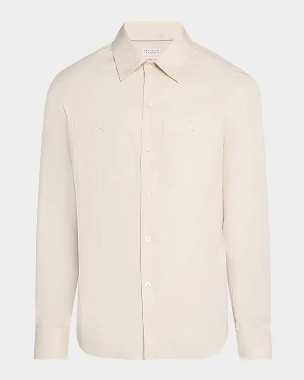 Brunello Cucinelli High Summer Capsule Cotton Button-down Shirt - Beige