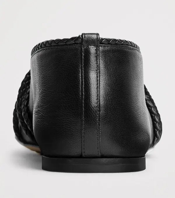 Bottega Veneta Lambskin Braided Trim Ballet Flats - Black