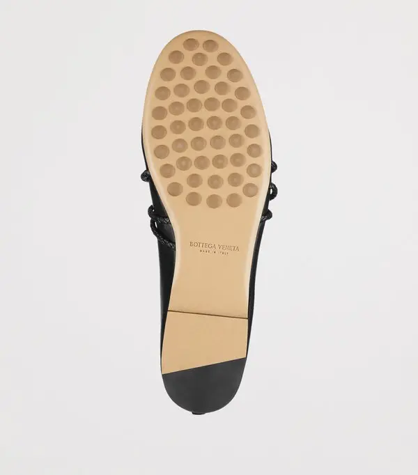 Bottega Veneta Lambskin Braided Trim Ballet Flats - Black