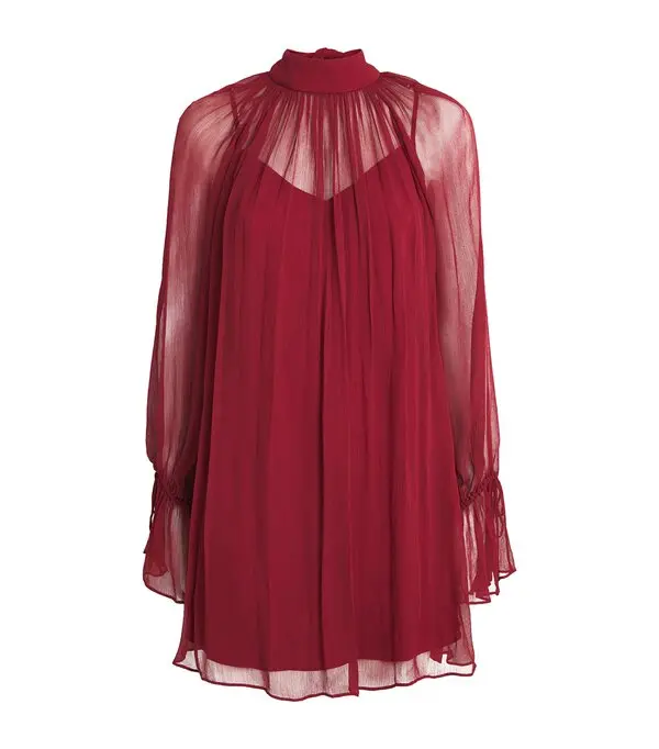 Staud Chiffon Mini Dress - Red