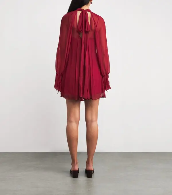 Staud Women's Roux Chiffon Tieneck Minidress - Pomegranate - Size Medium