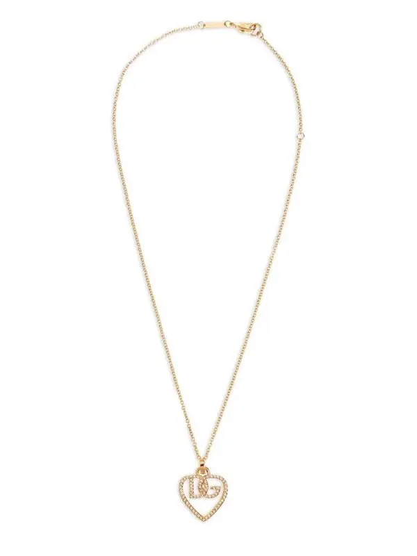 Dolce & Gabbana Necklace With Rhinestone Logo Pendant - Grey