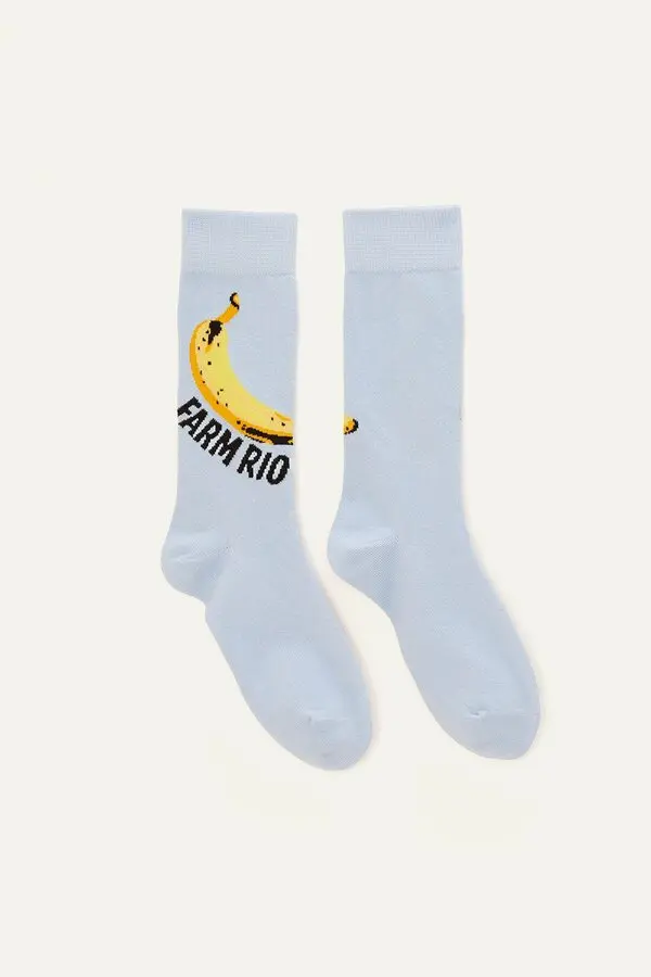 FARM RIO GIFTS Printed Knit Socks - Powder Banana