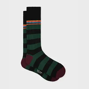 Paul Smith Ribbed Artist Stripe Colorblock Socks - Black