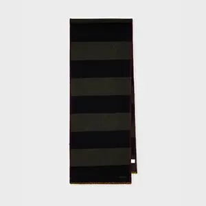 Paul Smith Stripe Blanket Stitch Scarf - Black