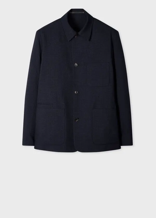Paul Smith Check Merino Work Jacket - Blue