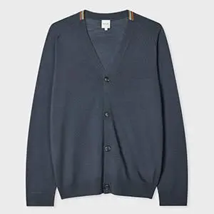 Paul Smith Washable Wool 'signature Stripe' Cardigan - Grey