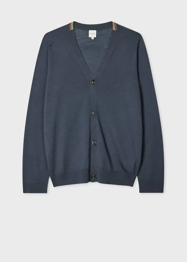 Paul Smith Washable Wool 'signature Stripe' Cardigan - Grey