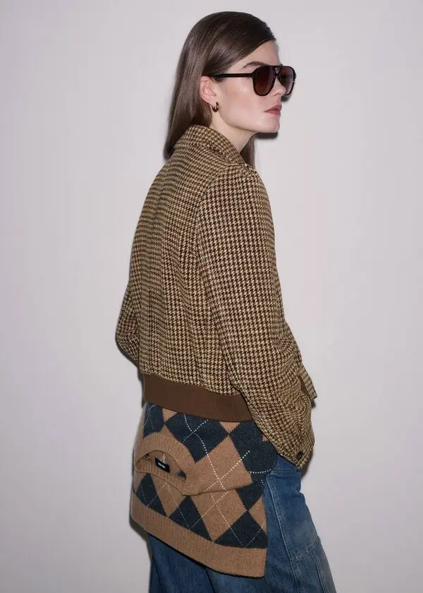 ME+EM Houndstooth Wool Blend Bomber Jacket