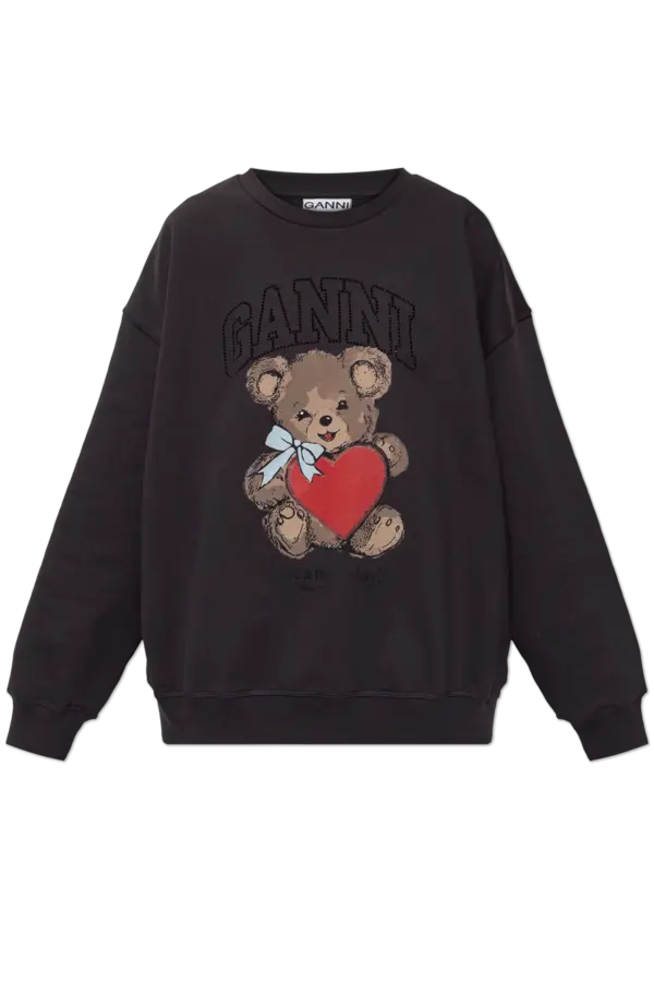 GANNI Sweatshirt With Print And Sequins - Grey