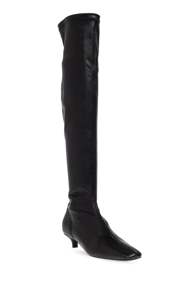 TOTEME Leather Heeled Over-the-knee Boots - Black