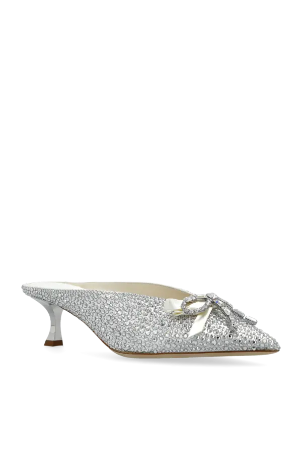 JIMMY CHOO Heeled Mules With Crystal Embellishments - Silver