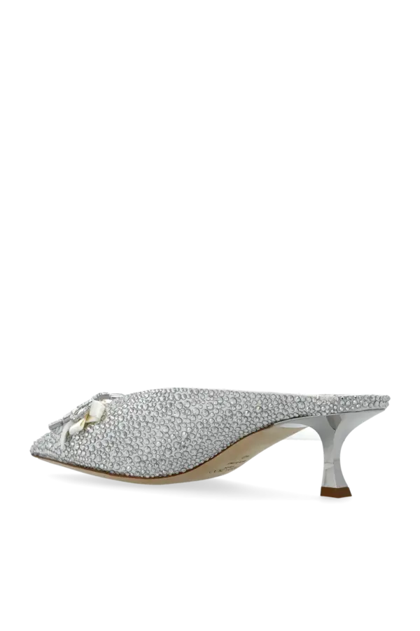 JIMMY CHOO Heeled Mules With Crystal Embellishments - Silver