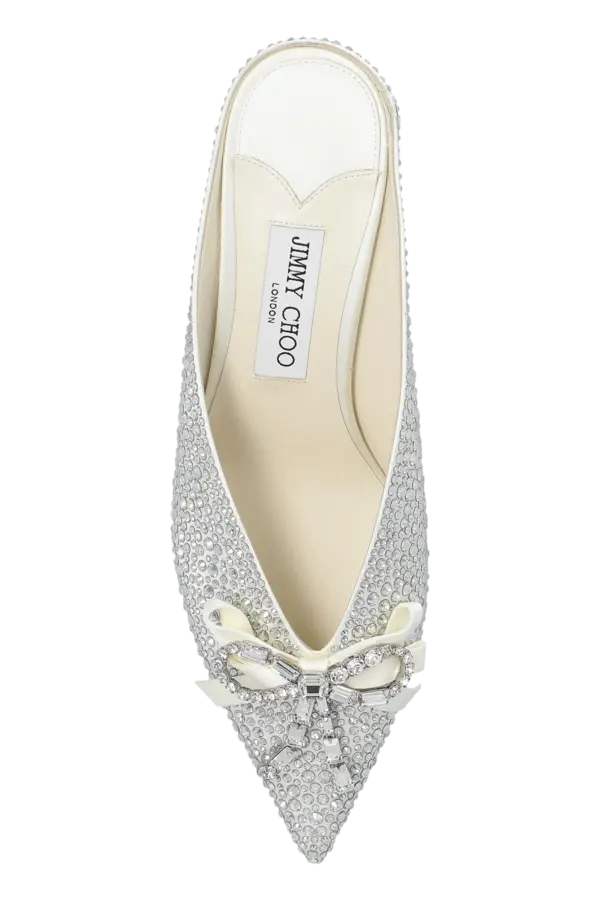 JIMMY CHOO Heeled Mules With Crystal Embellishments - Silver