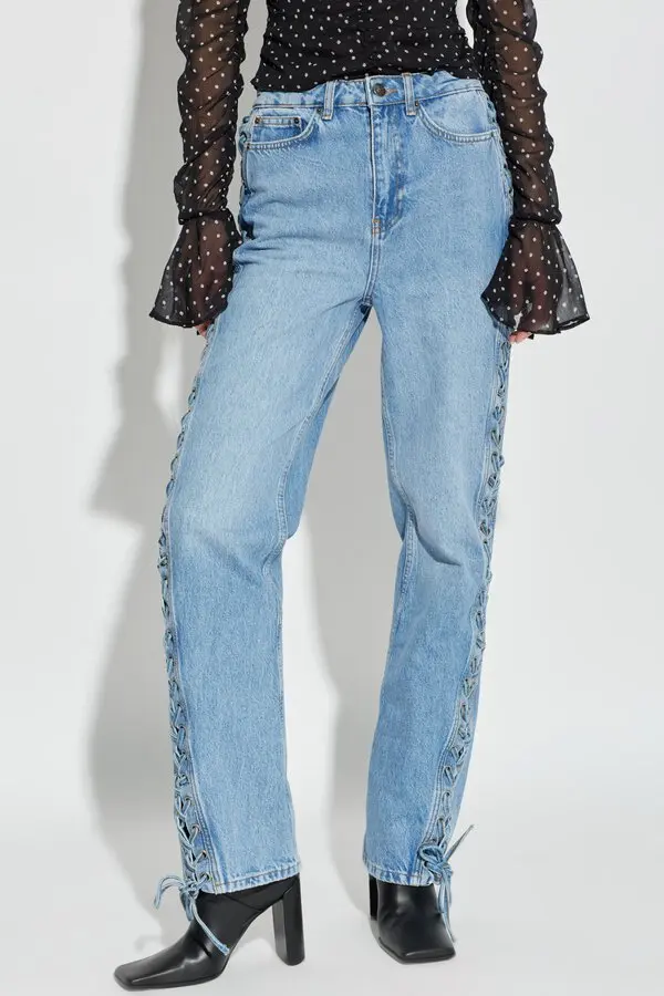 ROTATE BY BIRGER CHRISTENSEN Jeans With Lacing Detail - Light Blue