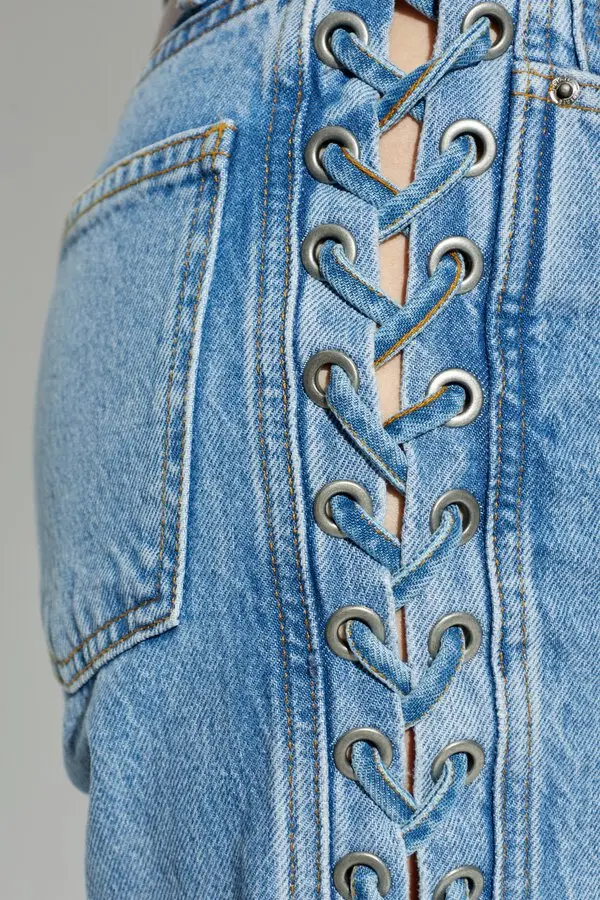 ROTATE BY BIRGER CHRISTENSEN Jeans With Lacing Detail - Light Blue